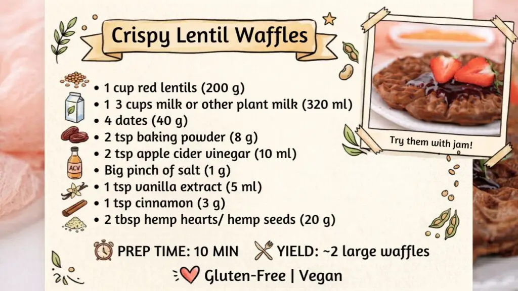 Red Lentil Waffles That Are Crispy And Sweet